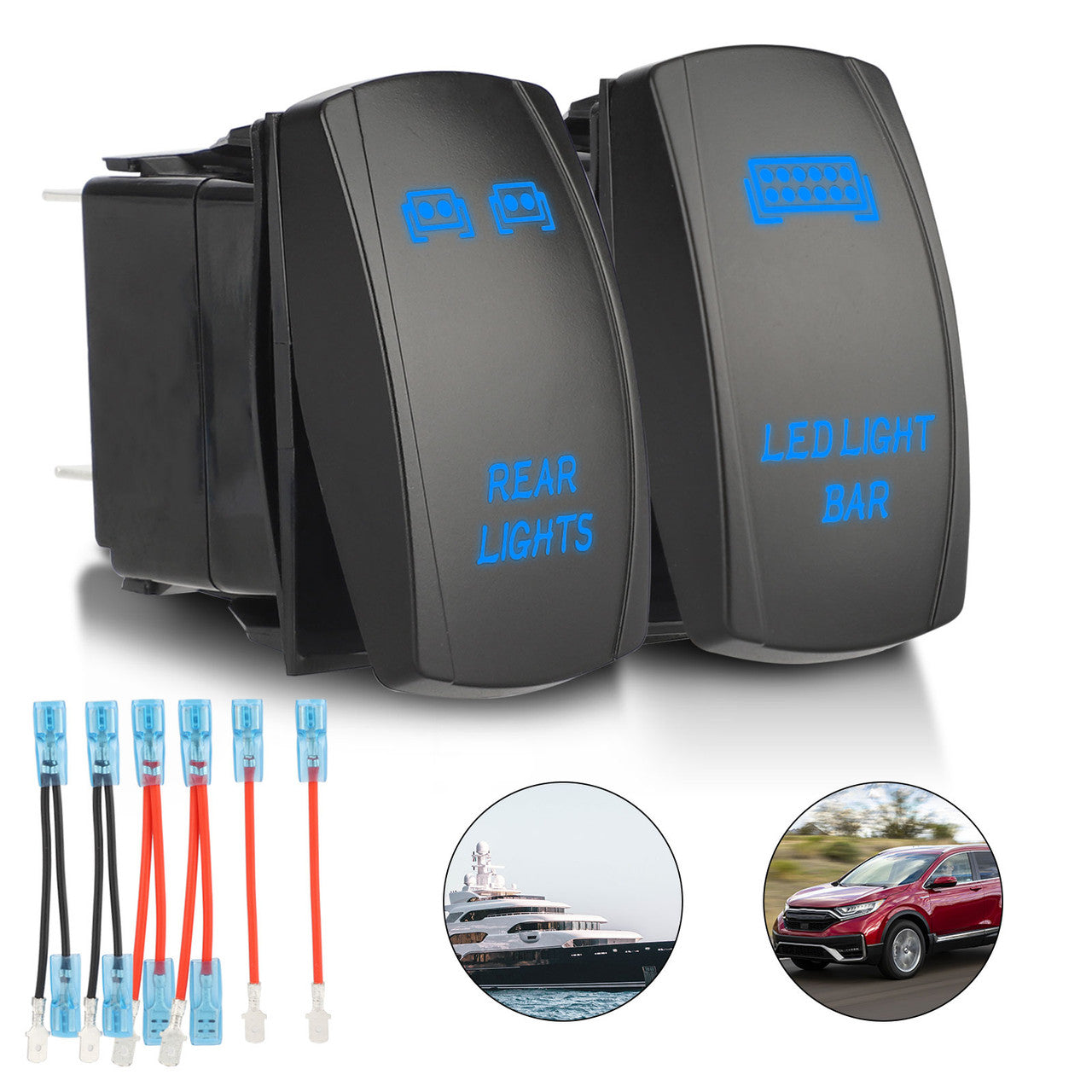 Rocker Switch Rear Light + LED Light Bar for Car ATV, 2Pcs – Wowparts