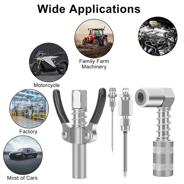 90 Degree Grease Coupler 4-Piece Grease Gun Fitting Kit - 90 Degree ...